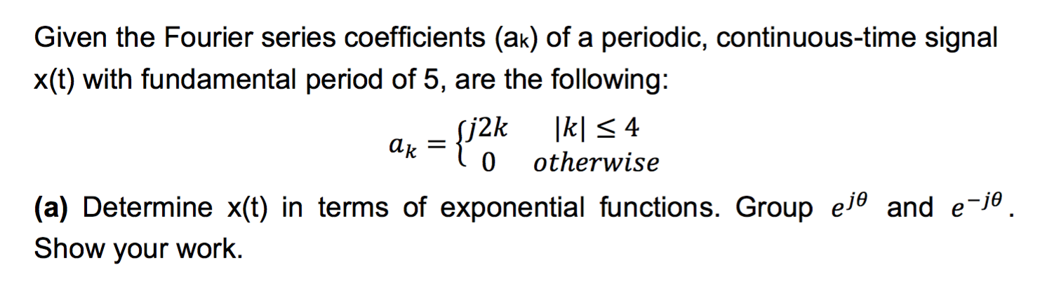 Solved Given The Fourier Series Coefficients Ak Of A