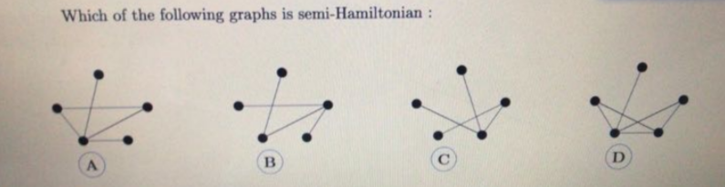 Solved Which of the following graphs is semi-Hamiltonian : | Chegg.com