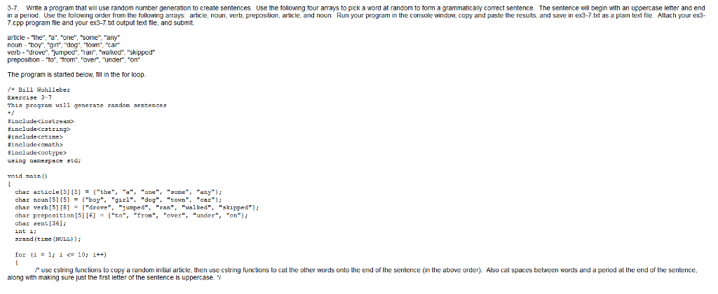 Solved 3-7. Write a program that will use random number | Chegg.com