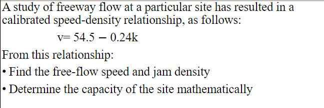 Solved A study of freeway flow at a particular site has | Chegg.com