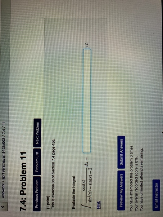 Solved 7.4: Problem 11 Previous Problem Problem ListNext | Chegg.com Solved 7.4: Problem 11 Previous Problem Problem ListNext | Chegg.com