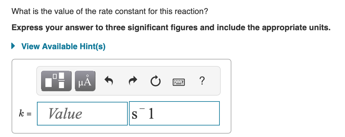 Solved What is the value of the rate constant for this | Chegg.com