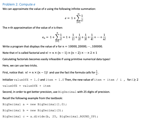 Problem 1: Large Prime Numbers Write a Java program | Chegg.com
