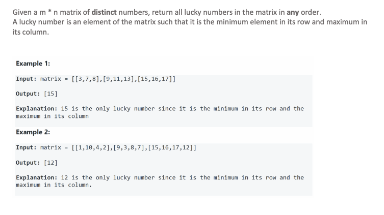 Solved Given a m* n matrix of distinct numbers, return all | Chegg.com