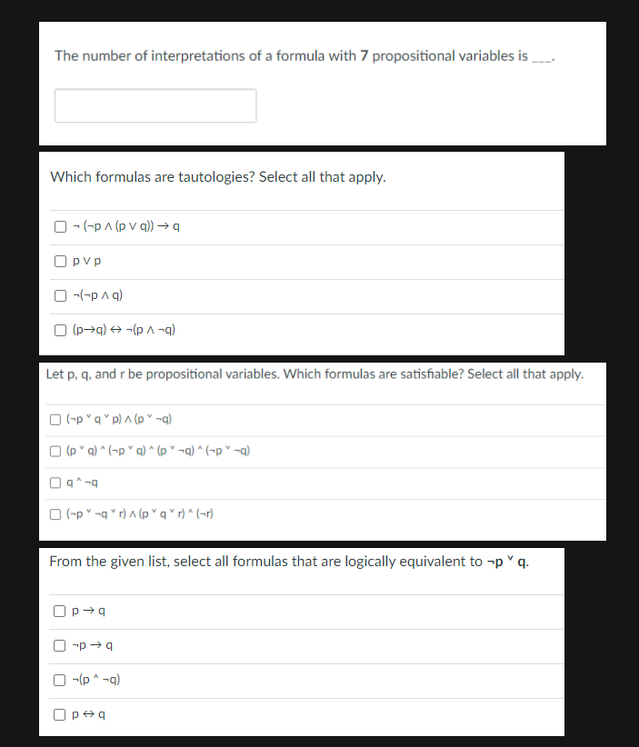 Solved The number of interpretations of a formula with 7 | Chegg.com