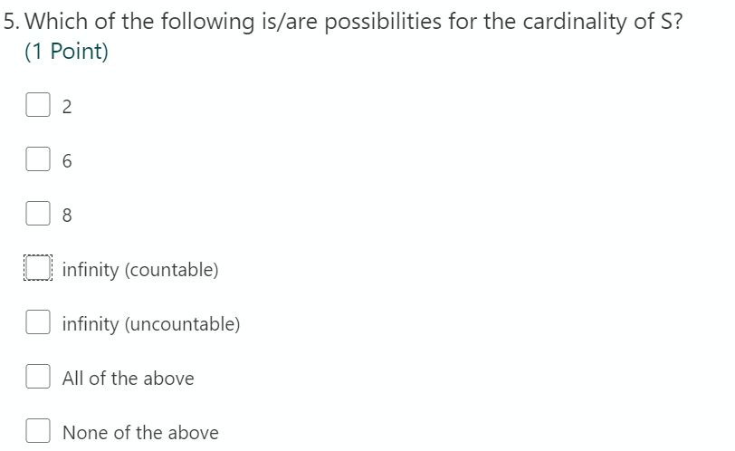 Solved 5. Which of the following is/are possibilities for | Chegg.com
