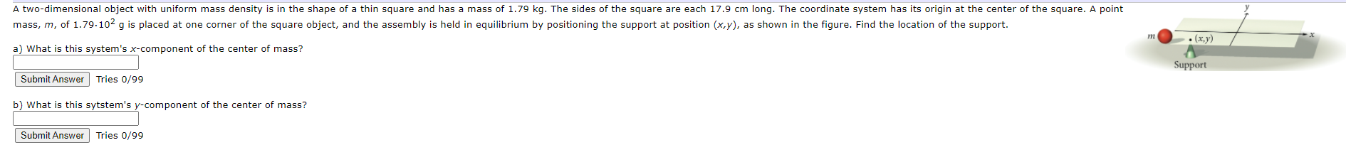 Solved A two-dimensional object with uniform mass density is | Chegg.com