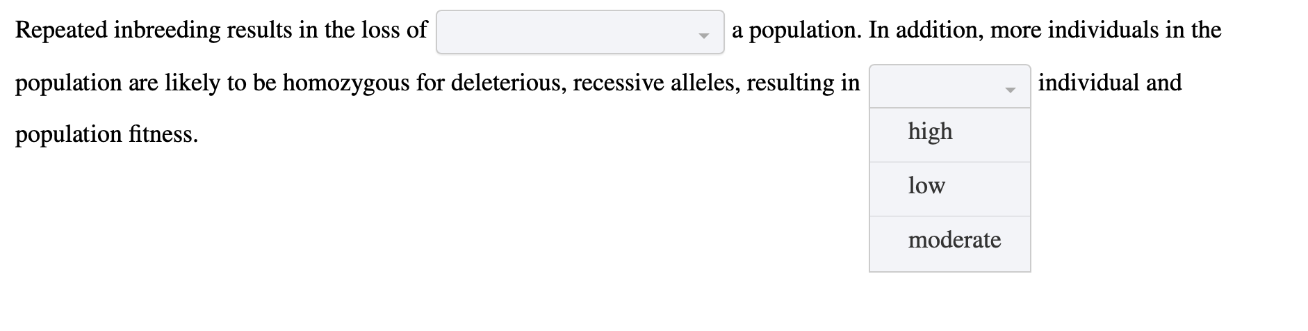 Solved Repeated inbreeding results in the loss of a | Chegg.com
