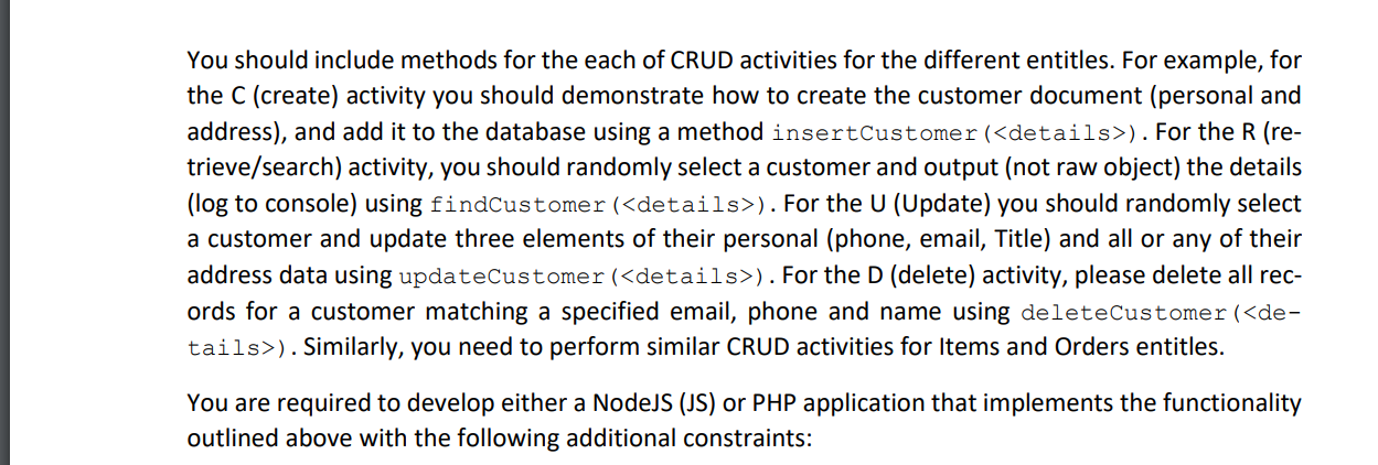 required to build an application maintain a database | Chegg.com