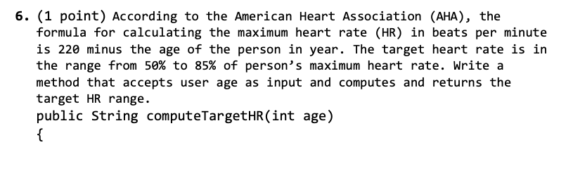 Solved 6. (1 point) According to the American Heart | Chegg.com