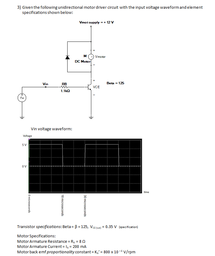 Solved 3) Given the following unidirectional motor driver | Chegg.com