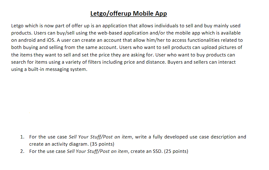 Solved Letgo/offerup Mobile App Letgo which is now part of | Chegg.com