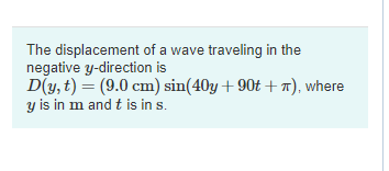 Solved The displacement of a wave traveling in the negative | Chegg.com