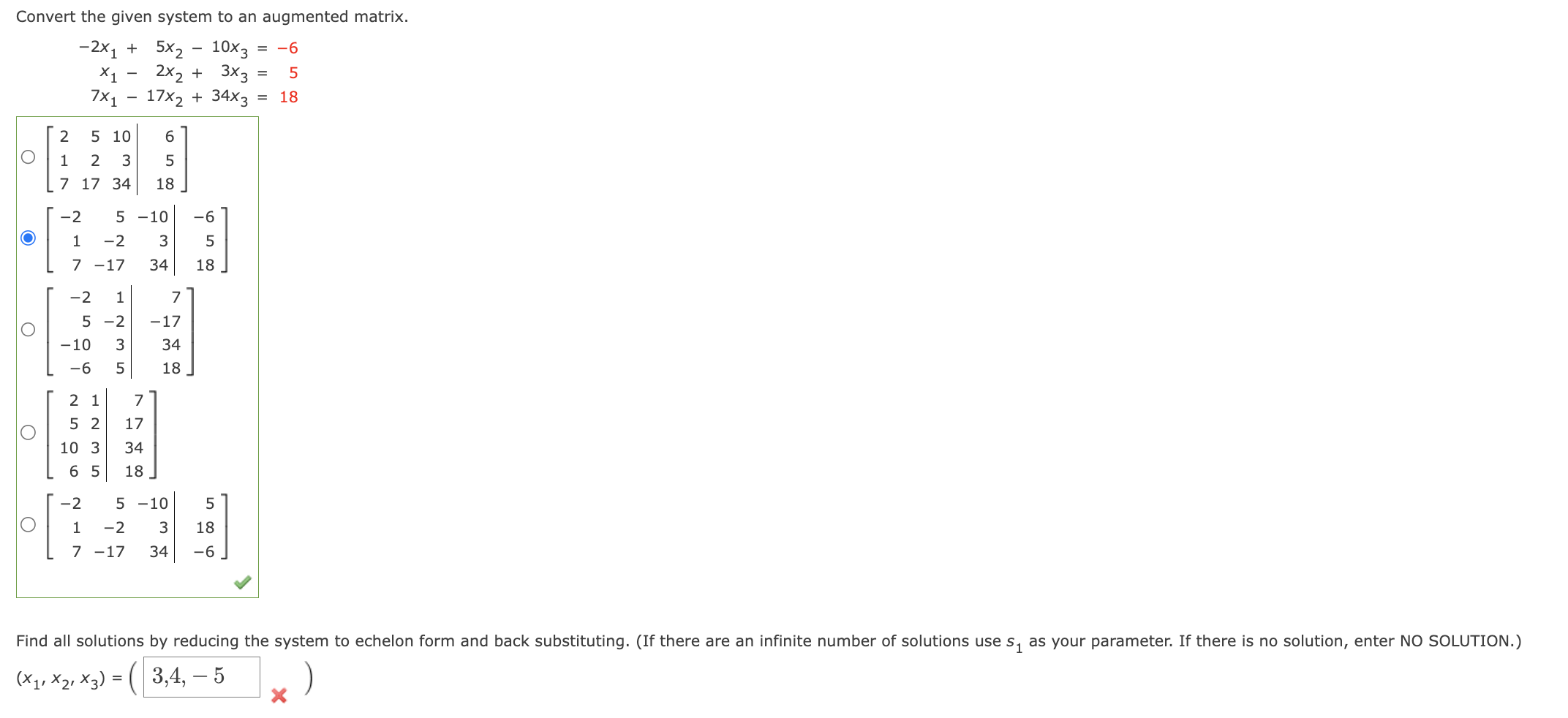 Solved Convert the given system to an augmented matrix. | Chegg.com