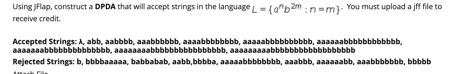 Solved Using Flap, construct a DPDA that will accept strings | Chegg.com