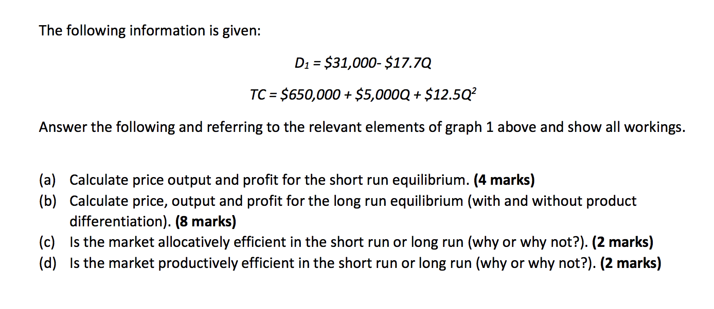 Question 2: Monopolistic Competition (16 Marks) | Chegg.com