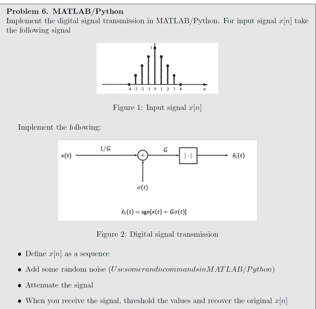 Problem 6. MATLAB/Python Implement the digital signal | Chegg.com Problem 6. MATLAB/Python Implement the digital signal | Chegg.com