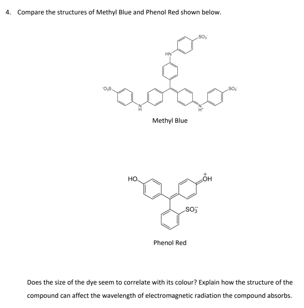 Solved 4. Compare the structures of Methyl Blue and Phenol | Chegg.com