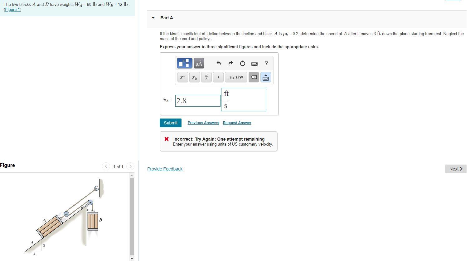 Solved The two blocks A and B have weights WA = 60 lb and Wp | Chegg.com