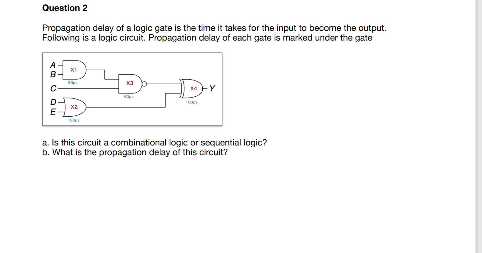 Solved Propagation delay of a logic gate is the time it | Chegg.com