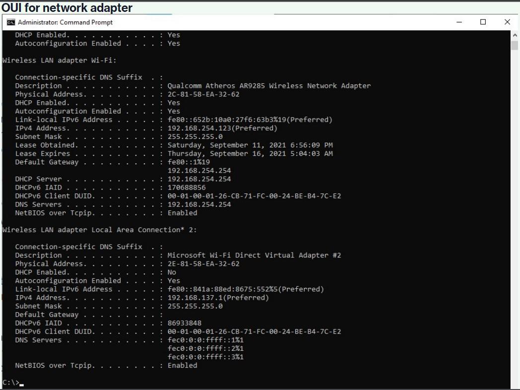 Solved MAC Addresses Assignment 1. Objective To see | Chegg.com