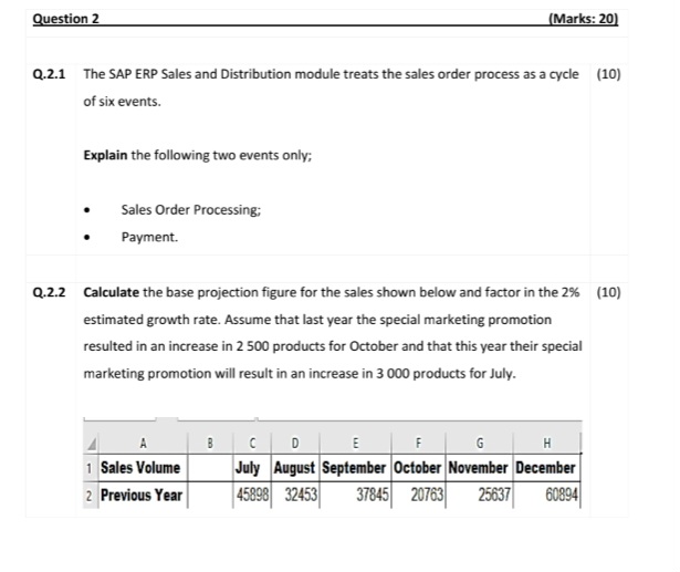 Solved Q 2 1 The Sap Erp Sales And Distribution Module
