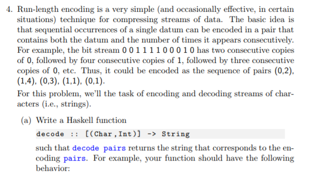 4. Run-length encoding is a very simple (and | Chegg.com