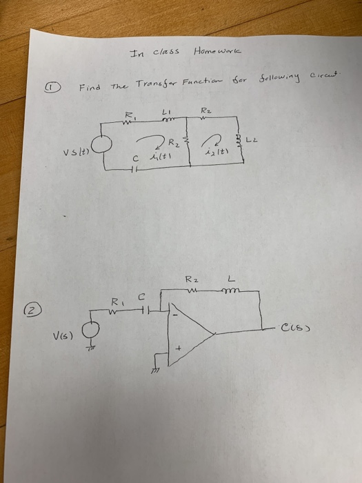 Solved Find the transfer function for the following circuits | Chegg.com