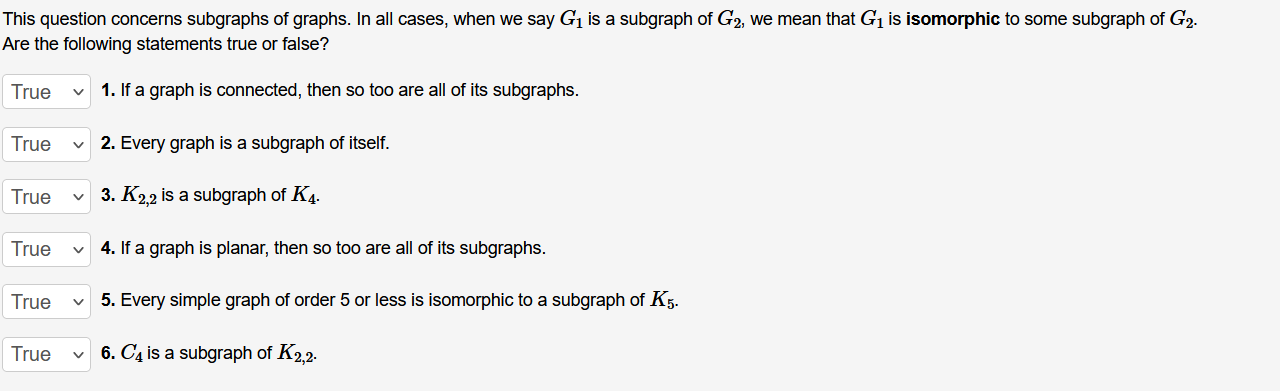 Solved This question concerns subgraphs of graphs. In all | Chegg.com