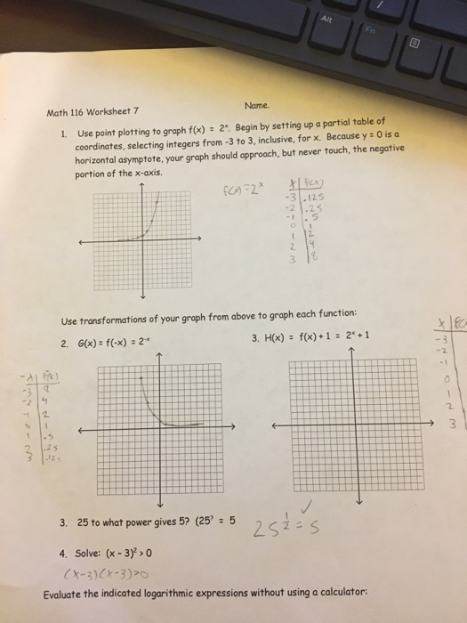 Solved Name. Math 116 Worksheet 7 1. Use point plotting to | Chegg.com