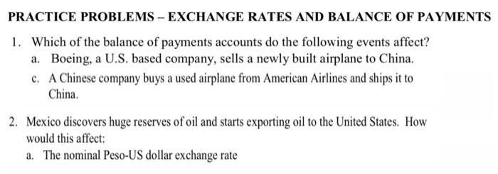 Solved PRACTICE PROBLEMS- EXCHANGE RATES AND BALANCE OF | Chegg.com