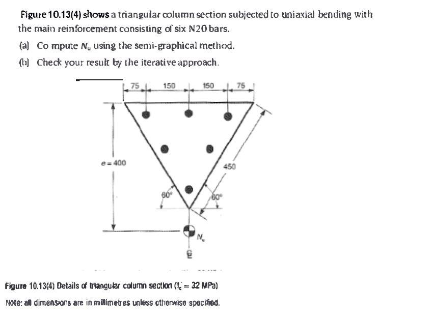 Solved Figure 10.13(4) shows a triangular column section | Chegg.com