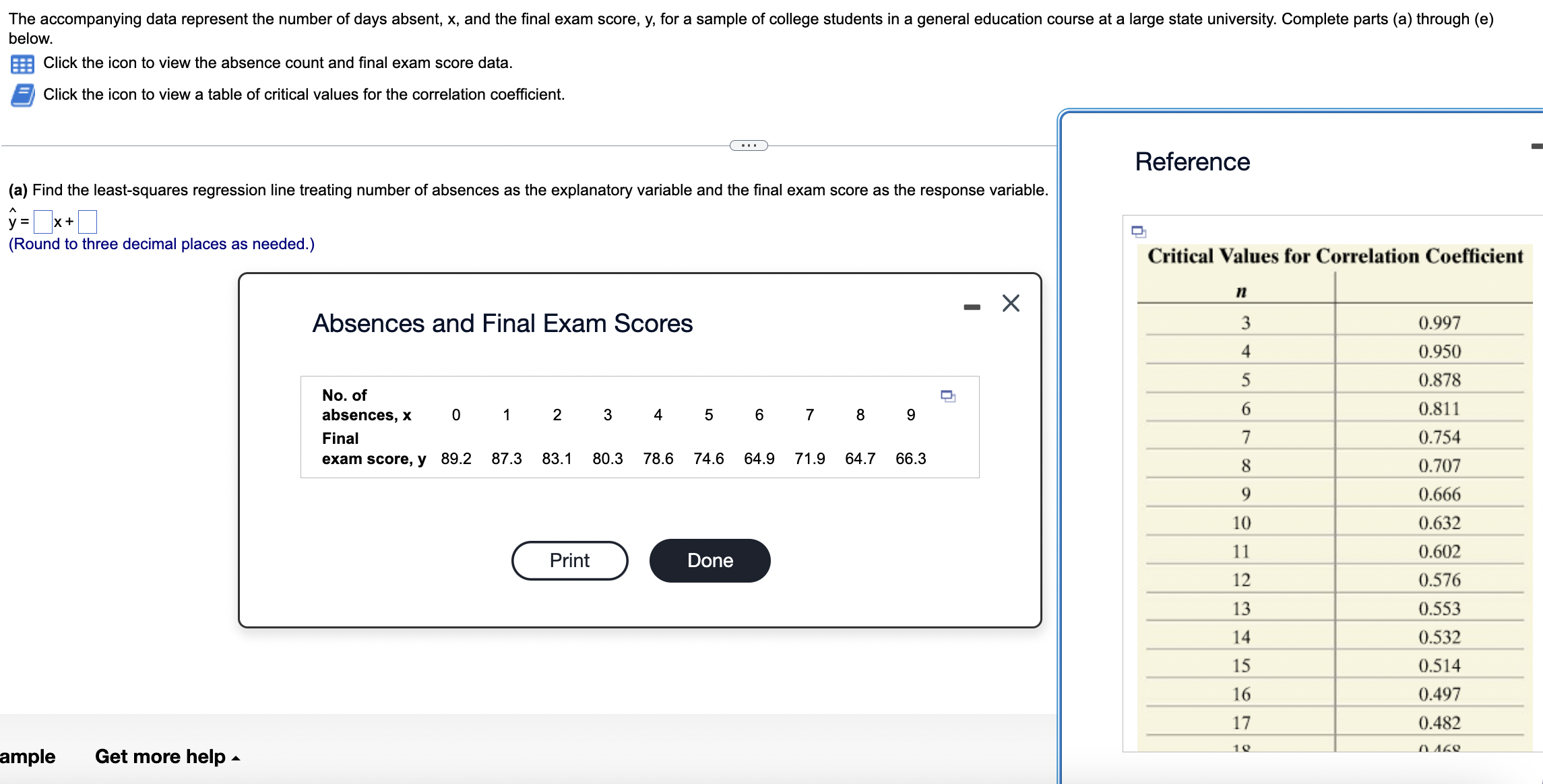 Solved below. Click the icon to view the absence count and | Chegg.com
