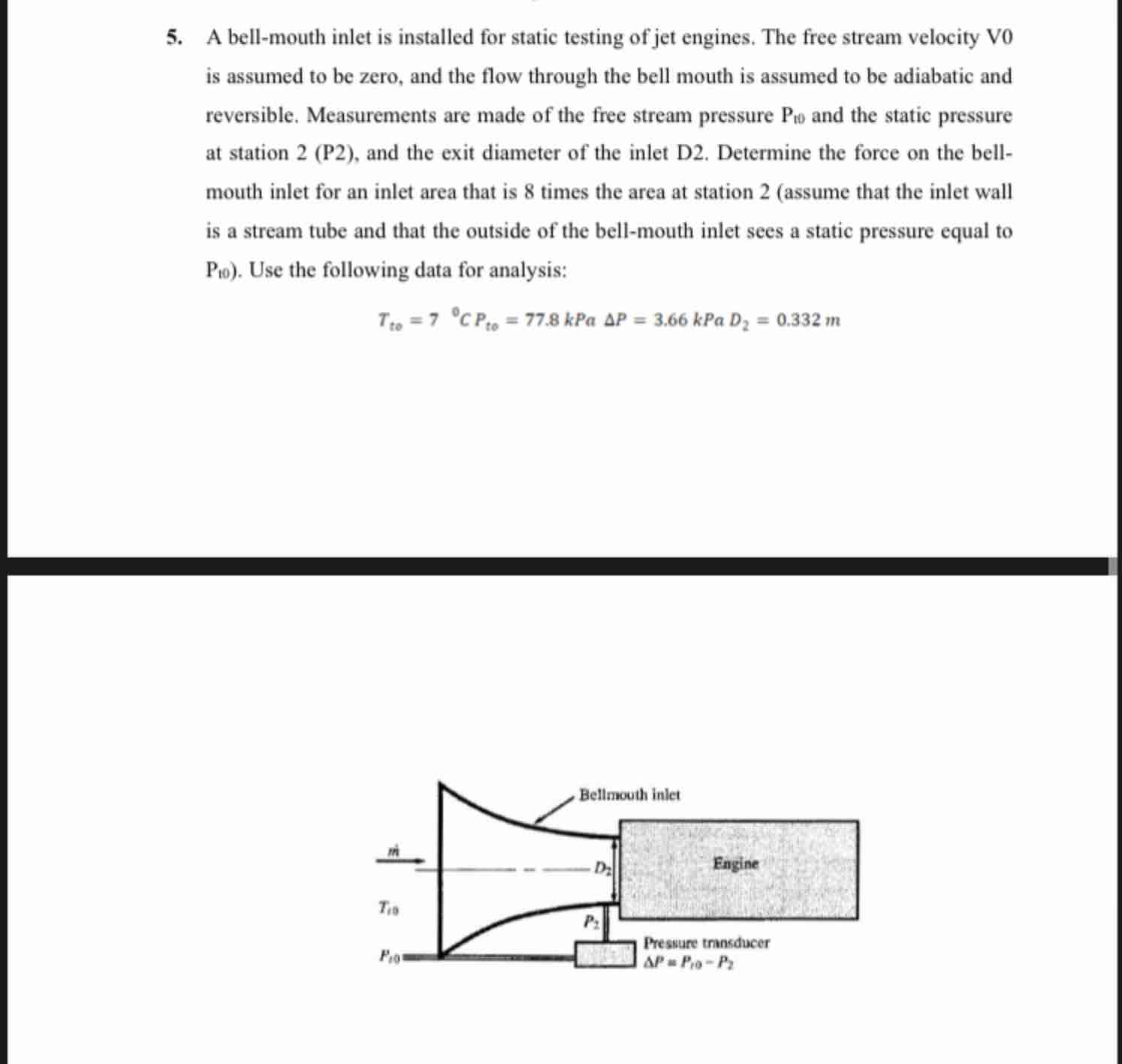 [Solved]: A bell-mouth inlet is installed for static testing