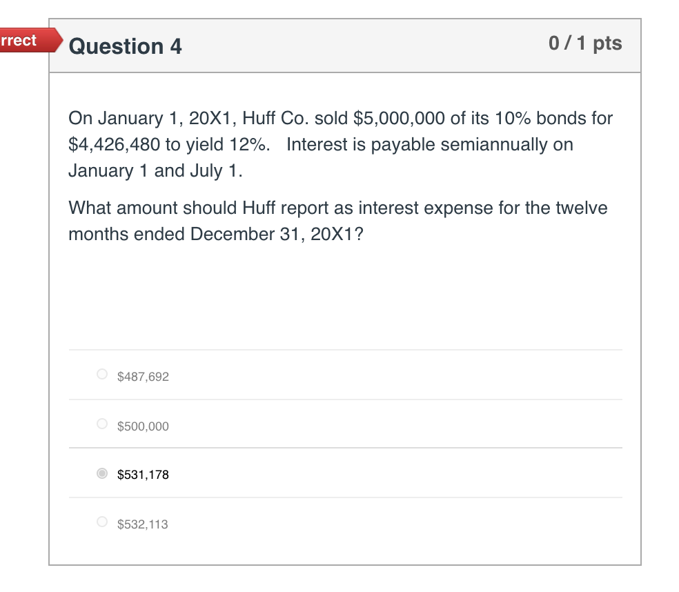 Solved Rrect Question 4 01 Pts On January 1 20x1 Huff Co 6117