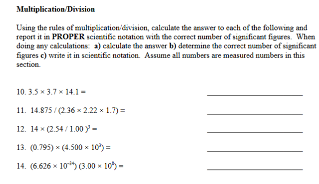 Solved Multiplication/DivisionUsing the rules of | Chegg.com