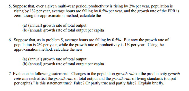 Part II. Using the Long-Run Growth Formulas For the | Chegg.com