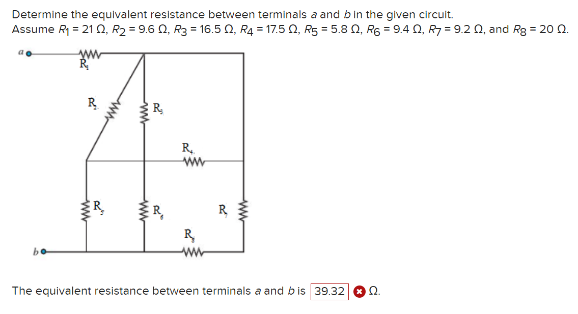 Solved Determine the equivalent resistance between terminals | Chegg.com