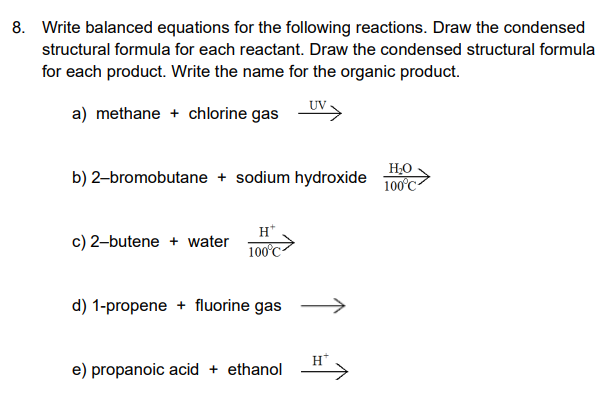 Solved Write balanced equations for the following reactions. | Chegg.com