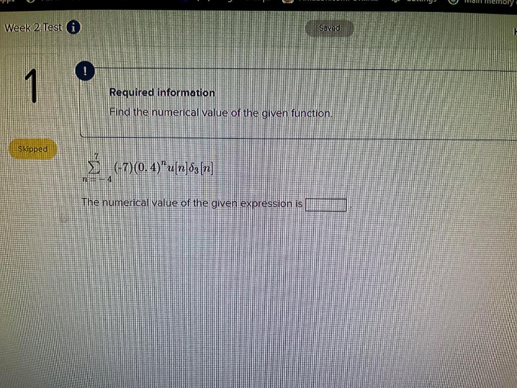 Solved Required information Find the numerical value of the | Chegg.com