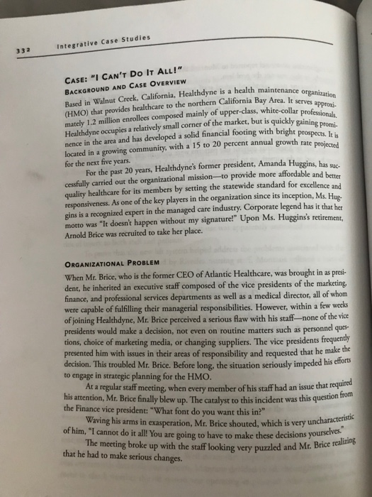 Solved Integrative Case Studies 332 CASE: "I CAN'T DO IT | Chegg.com