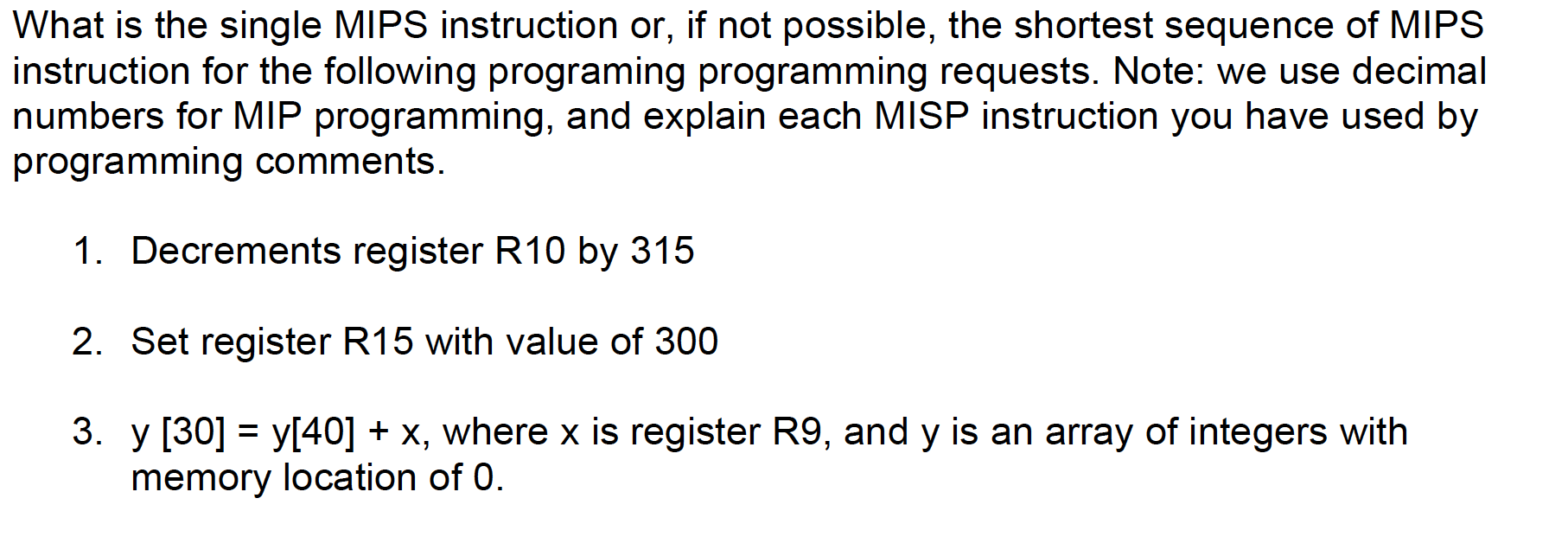 Solved What is the single MIPS instruction or, if not | Chegg.com