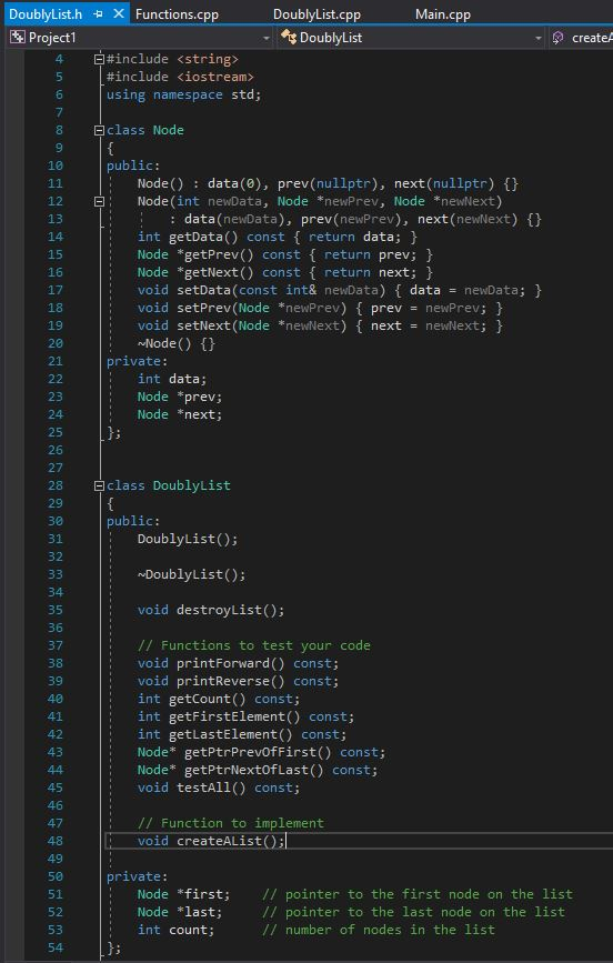 Solved The main function will create a doubly-linked list | Chegg.com
