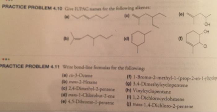 Solved Give IUPAC names for the following alkenes: Write | Chegg.com