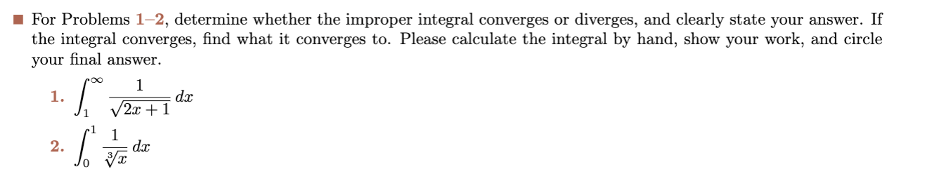 Solved For Problems 1 2 Determine Whether The Improper 