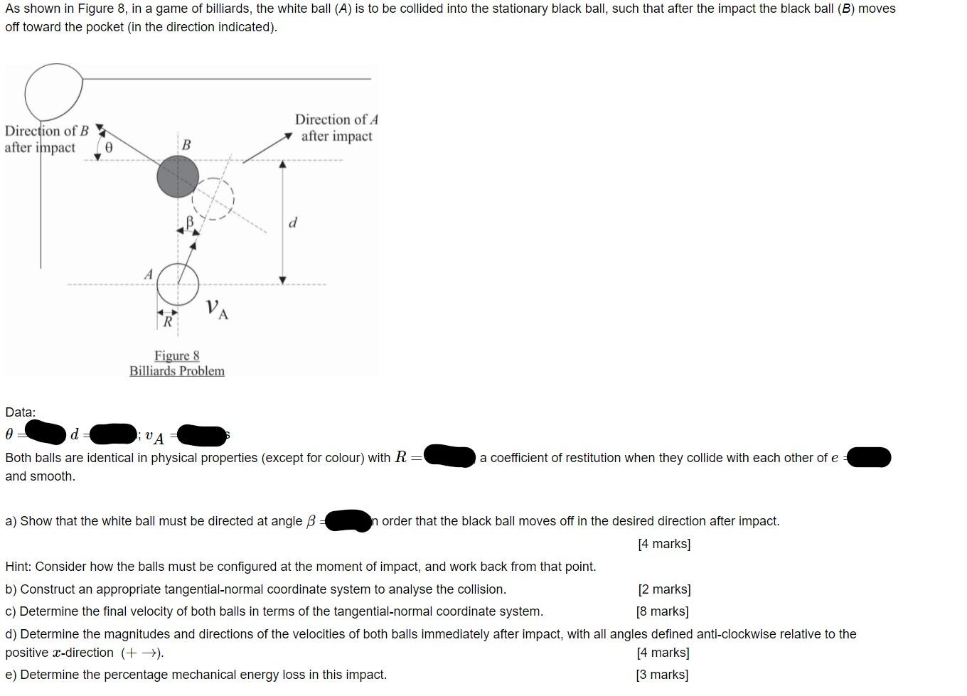 As shown in Figure 8, in a game of billiards, the | Chegg.com