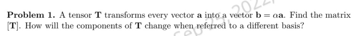 Problem 1. A tensor T transforms every vector a into | Chegg.com