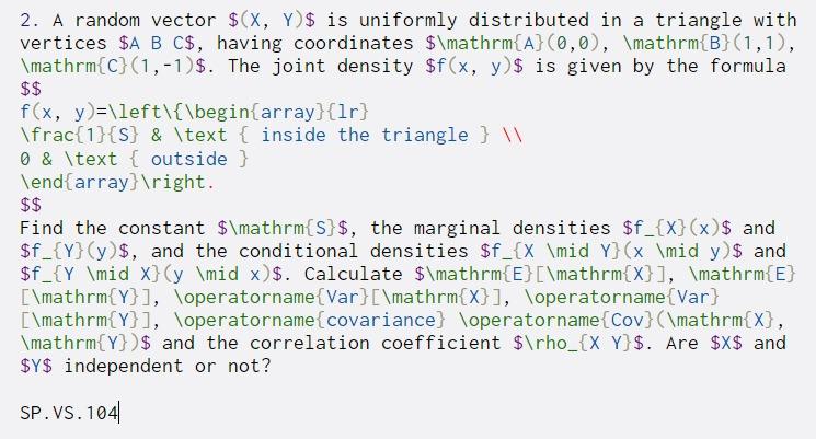 Solved 2. A random vector $(X, Y)$ is uniformly distributed | Chegg.com