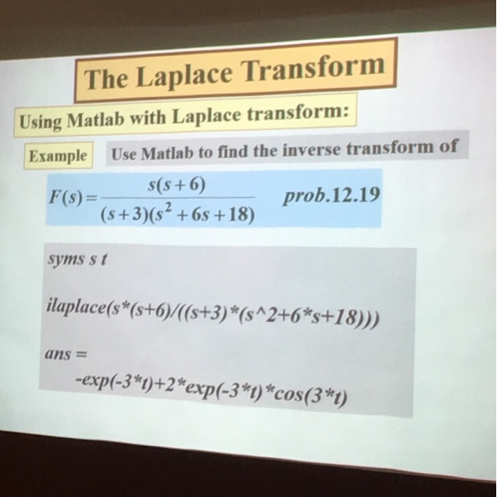 Solved The Laplace Transform sing Matlab with Laplace | Chegg.com