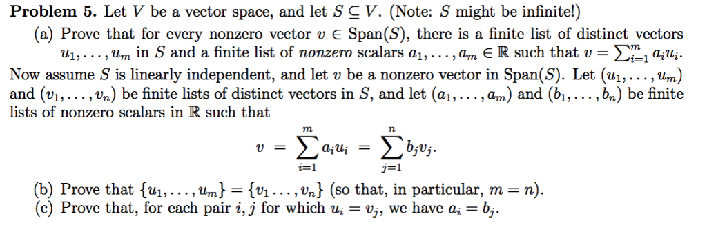 Solved Problem 5. Let V be a vector space, and let S CV. | Chegg.com